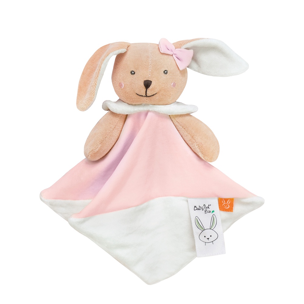 Doudou lapin en coton Bio rose